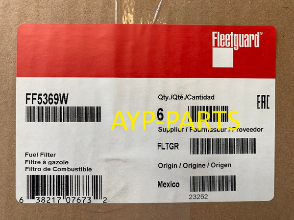 FF5369W (CASE OF 6) FLEETGUARD FUEL FILTER PF7744 Davco Fuel System 38 ...
