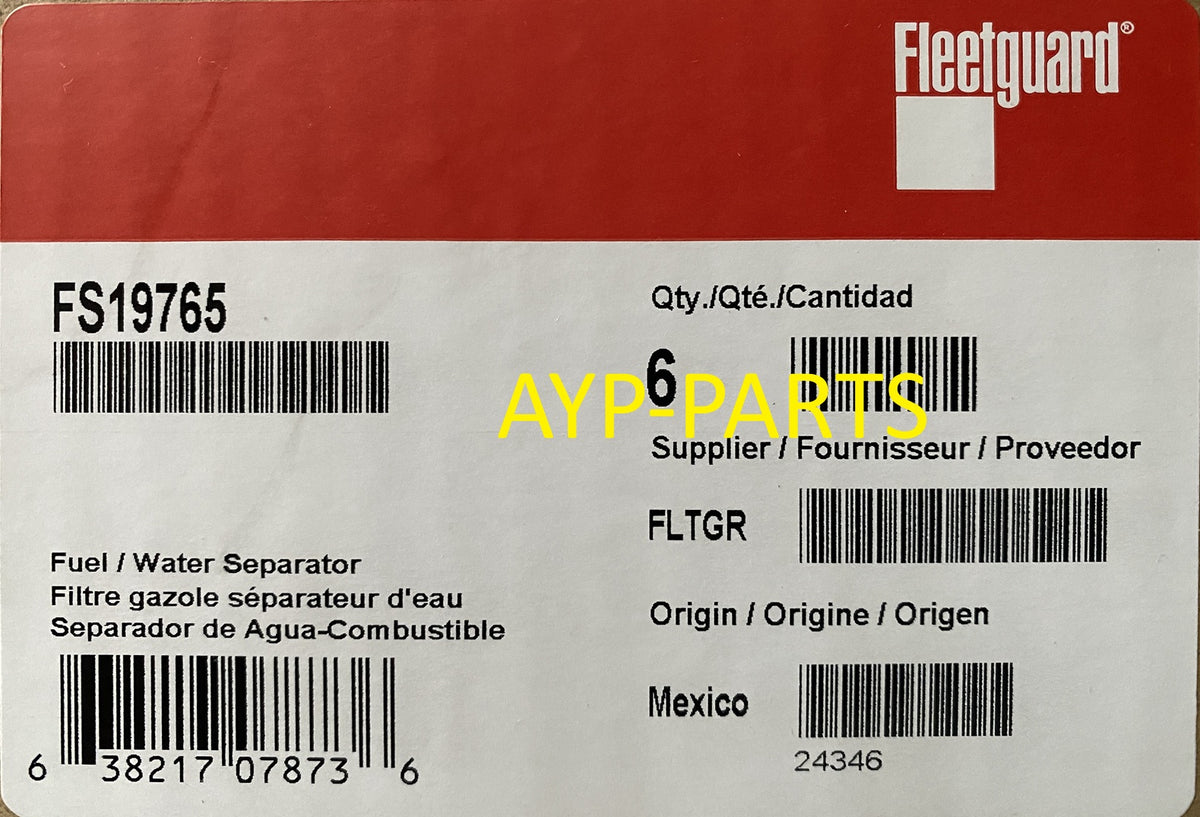 FS19765 (CASE OF 6) FLEETGUARD FUEL FILTER PF7930 a042 – Auto/Truckparts