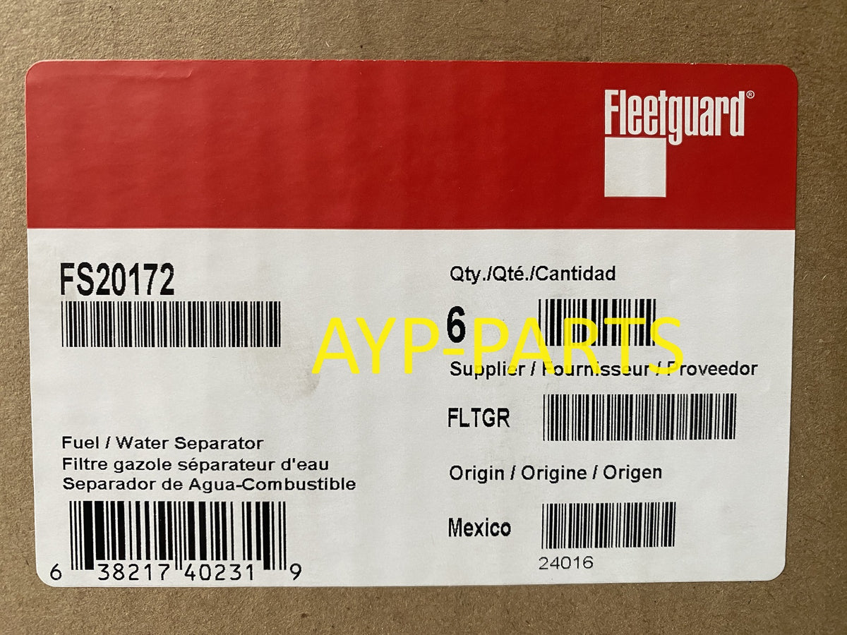 FS20172 (CASE OF 6) FLEETGUARD FUEL FILTER PF46081 Peterbilt Kenworth ...