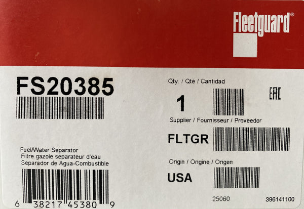 FS20385 FLEETGUARD FUEL FILTER PF46145 Replaces FS20083 for Cummins IS ...