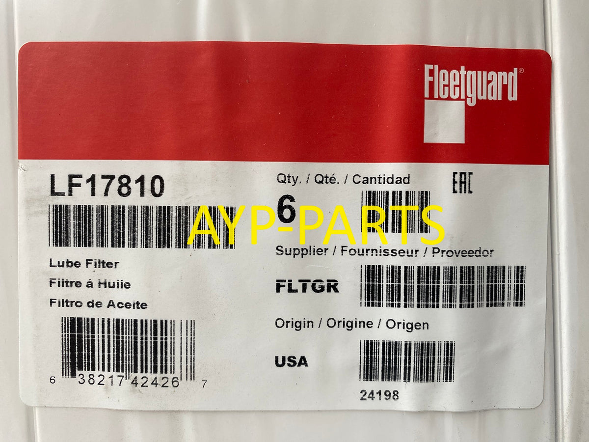 LF17810 (CASE OF 6) FLEETGUARD OIL FILTER P41000 a276 – Auto/Truckparts