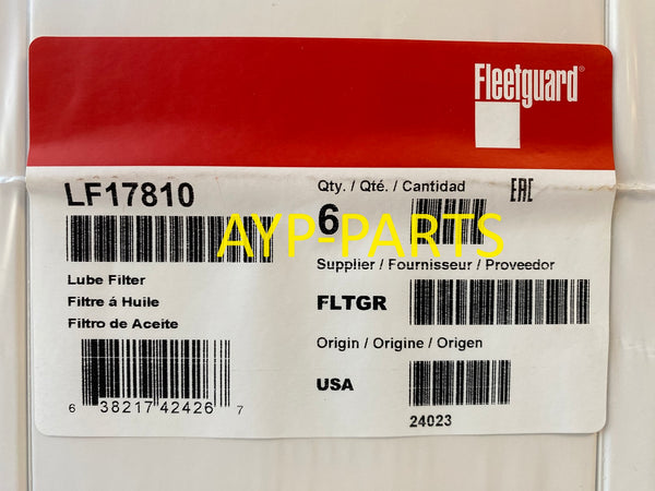 LF17810 (CASE OF 6) FLEETGUARD OIL FILTER P41000 a276 – Auto/Truckparts