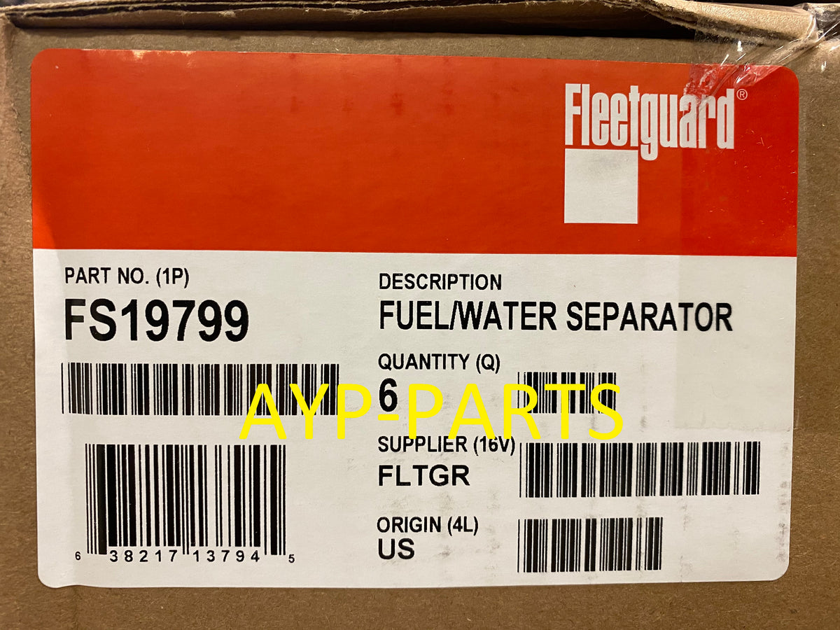 FS19799 (CASE OF 6) FLEETGUARD FUEL FILTER BF1355-O For Volvo VN Serie ...