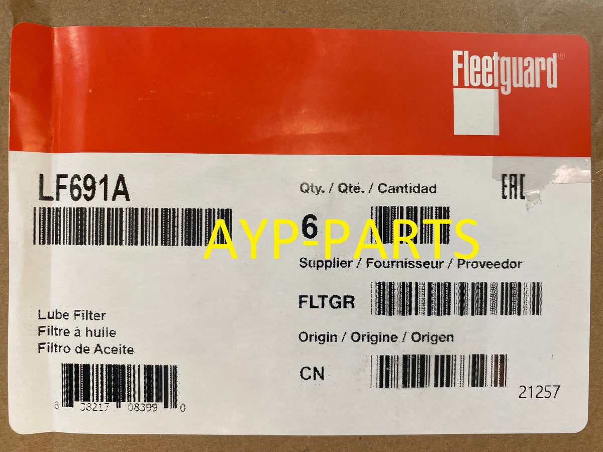 LF691A (CASE OF 6) FLEETGUARD OIL FILTER B7299 Case Caterpillar Challe ...